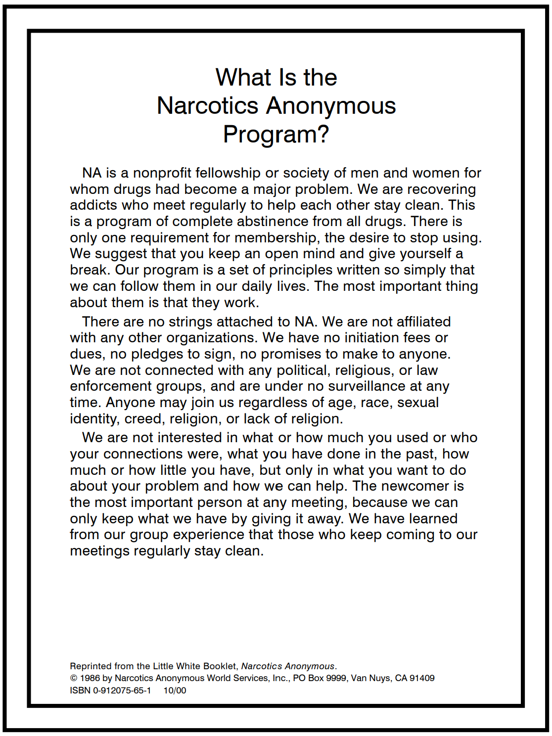 NA | Recovery Coast | What Is the NA Program?